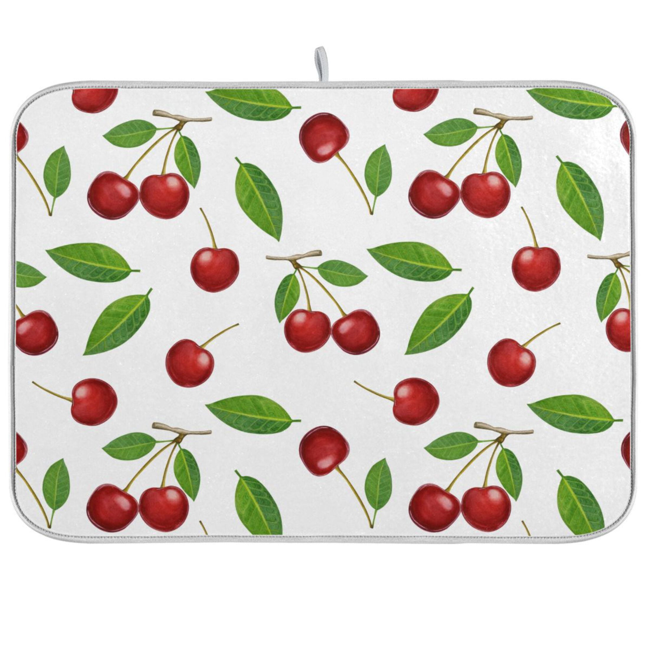 Cherry with Leaves Dish Drying Mat Microfiber Kitchen Pad Large Counter ...