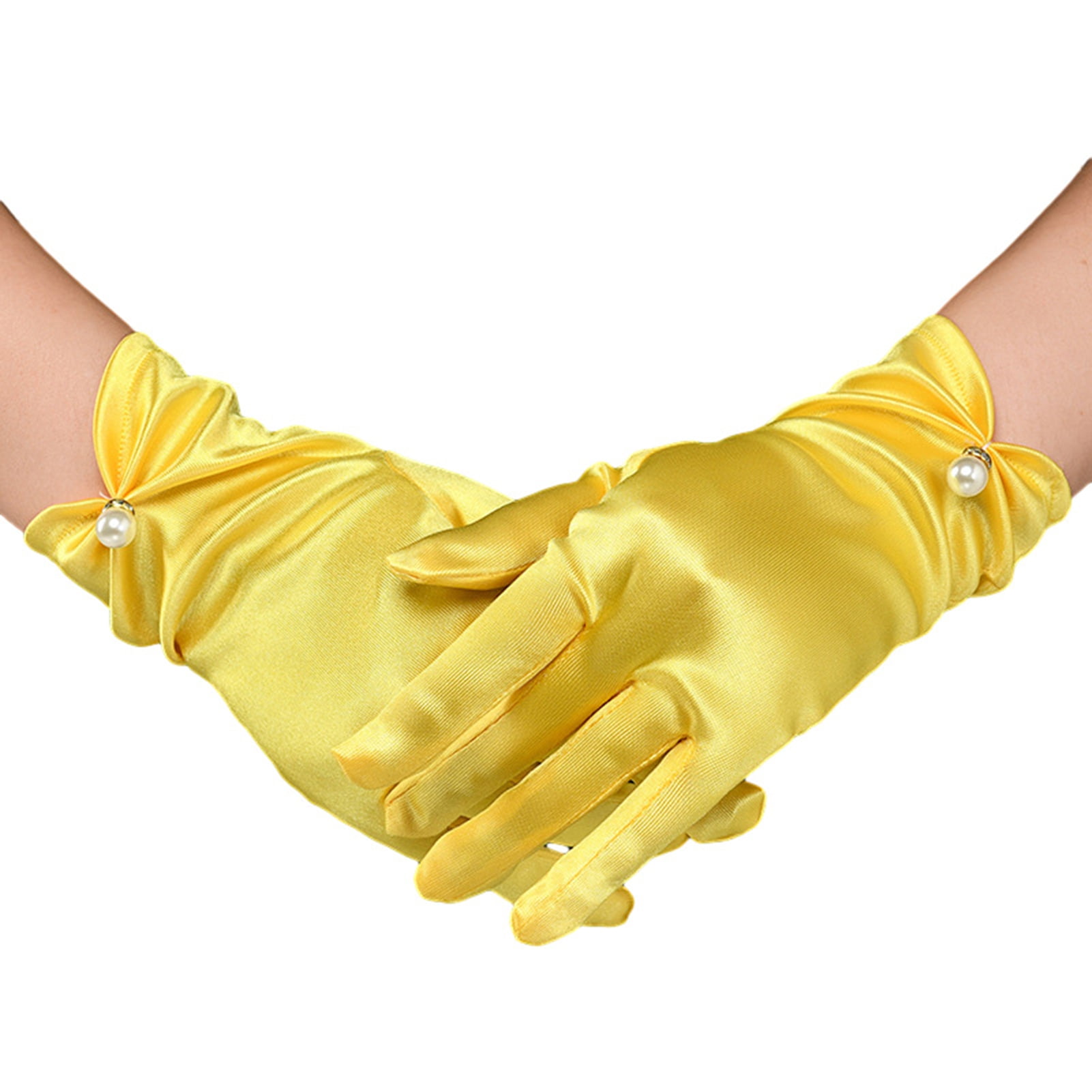 CherryHome Women Dress Gloves Vintage Satin Bride Gloves with Pleated ...