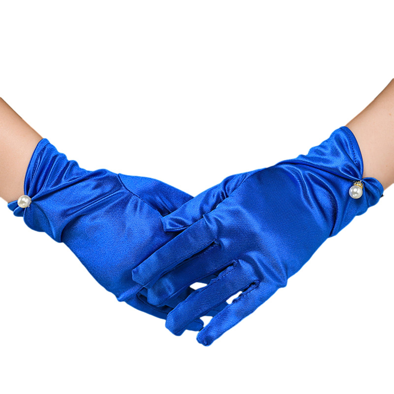 CherryHome Women Dress Gloves Vintage Satin Bride Gloves with Pleated ...
