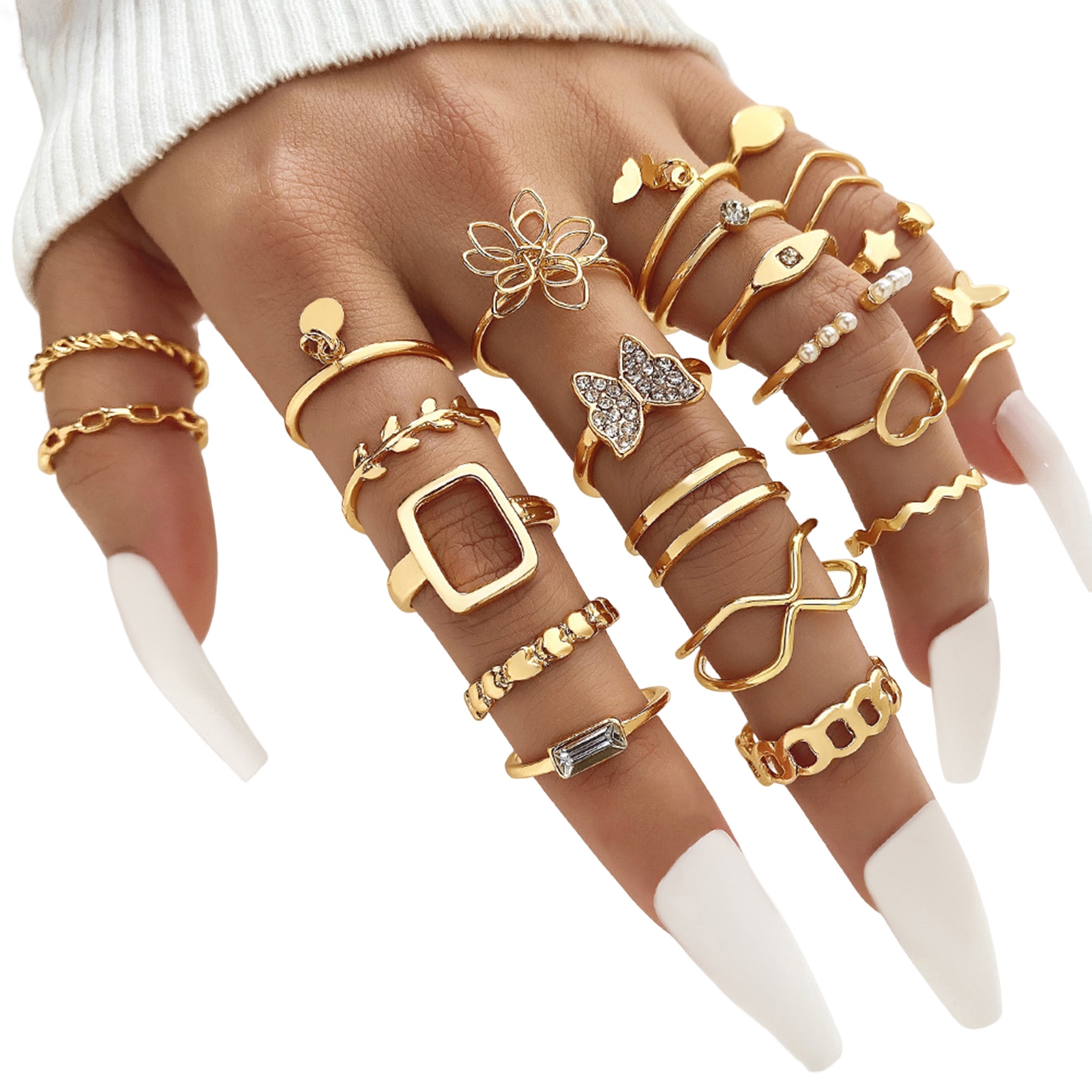 CherryHome Women Ring Set Women's Adjustable Ring Set 18/23pcs Vintage ...