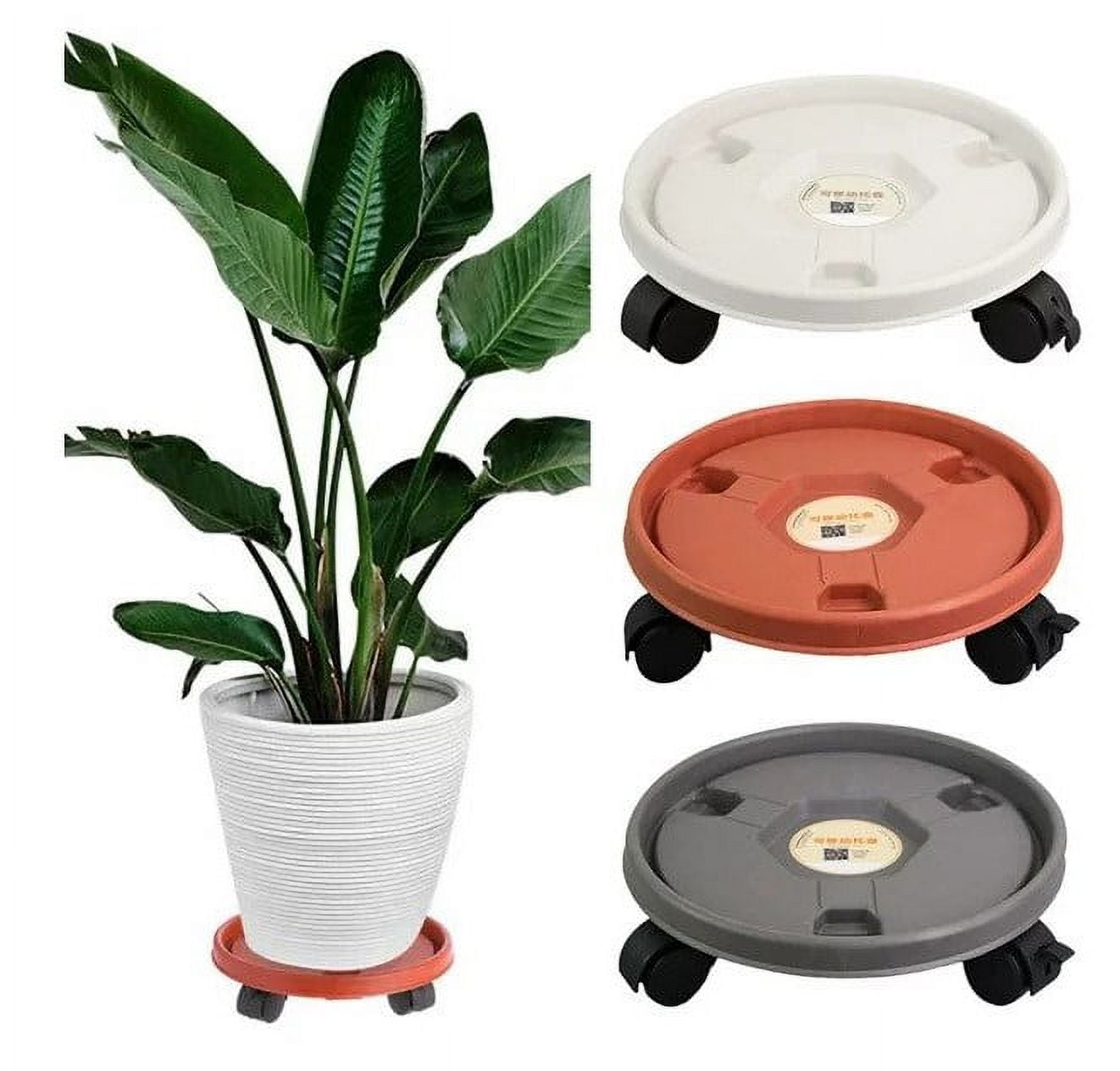 Cherryhome Outdoor 10 Inches Plant Caddy, Heavy Duty Rolling Flower ...
