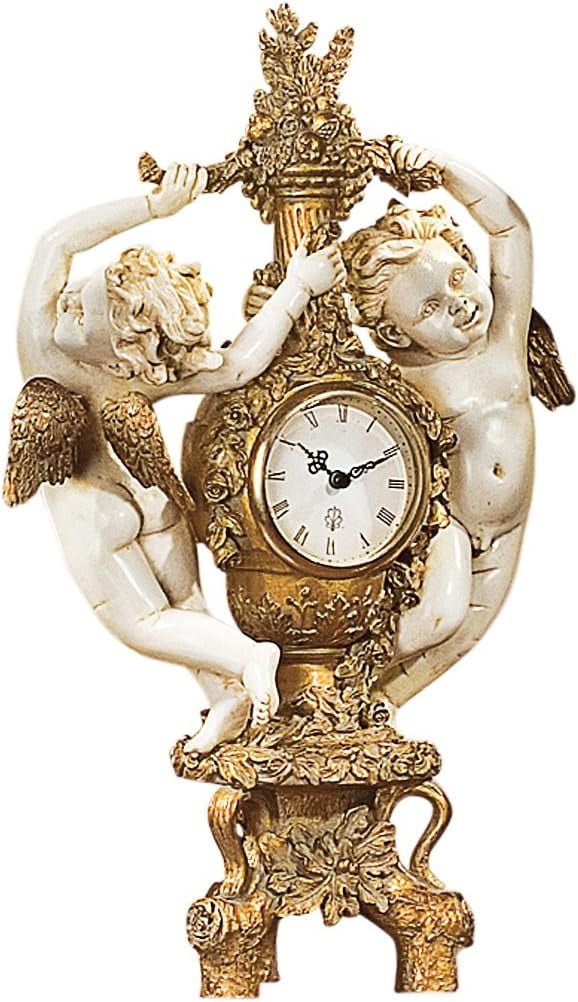 Cherub's Harvest Mantel Clock Vintage Home Decor, 16 Inches Tall, Cast ...