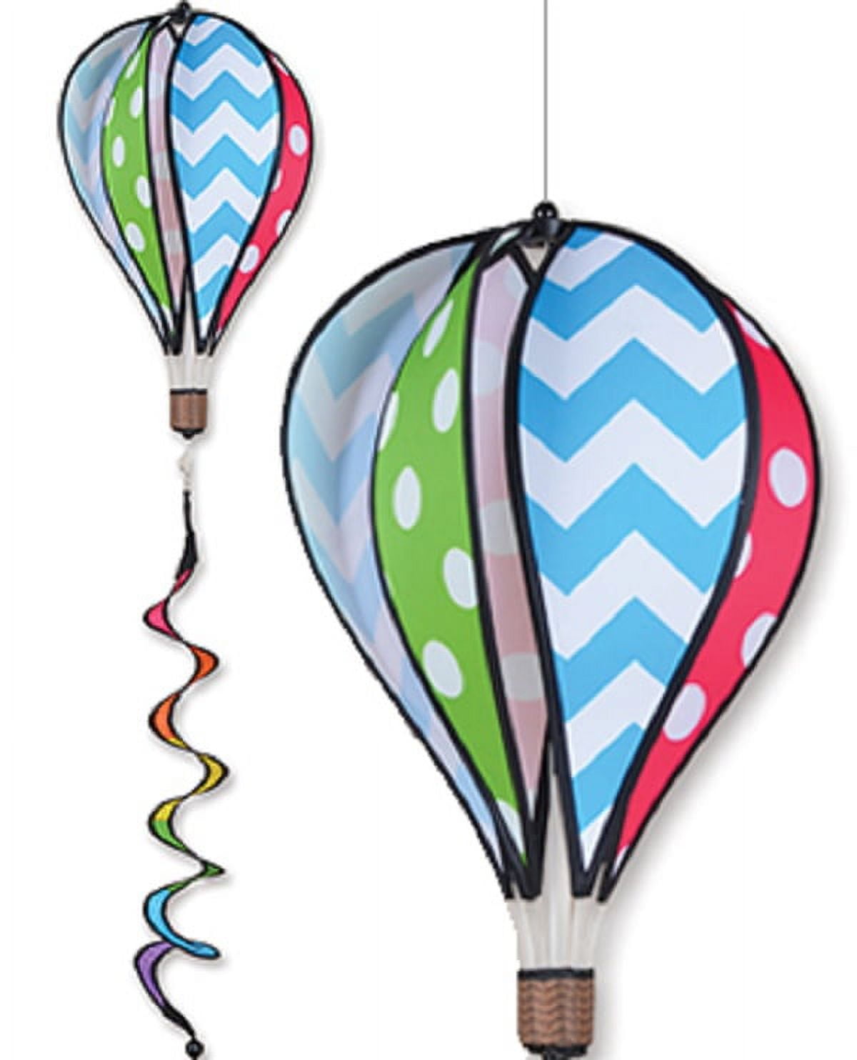 Hot Air Balloon Hanging Garden Spinner 16" - Vibrant Chevron Design ...