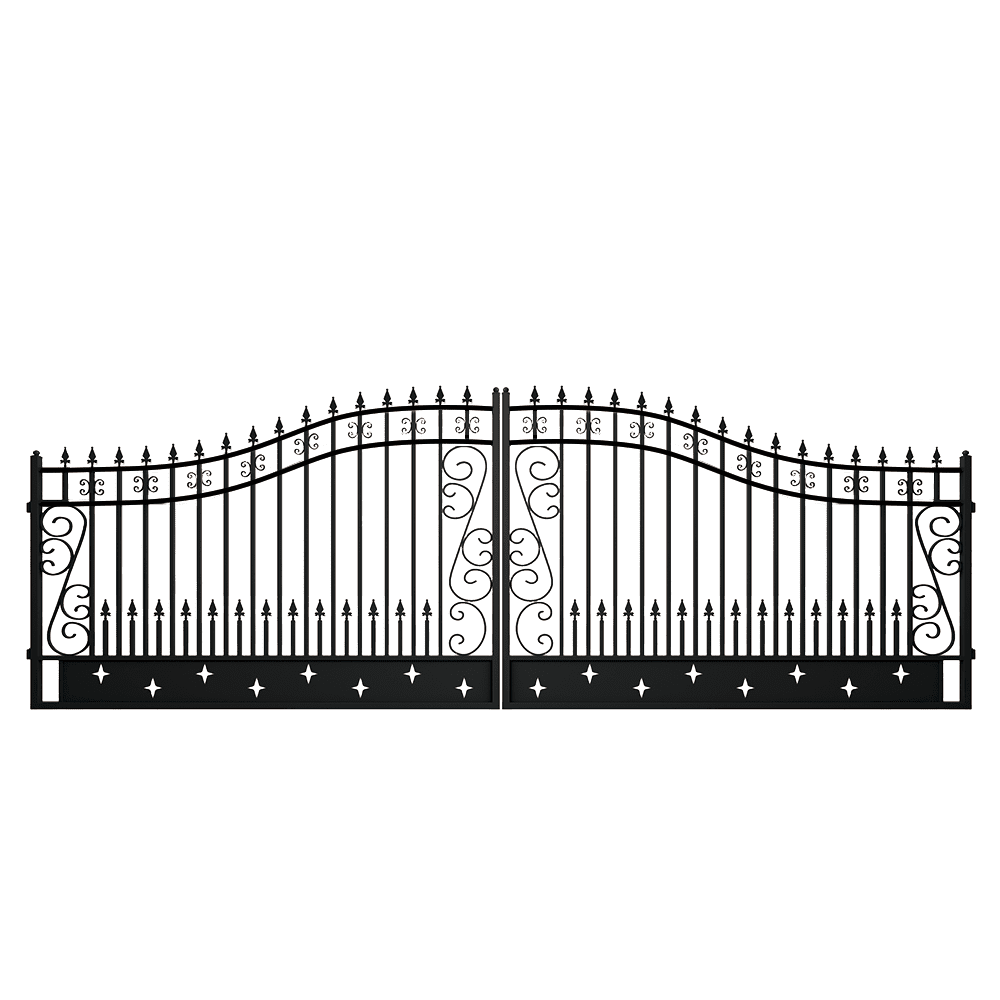 Chery Industrial 20X8Ft Steel Metal Outdoor Dual Swing Driveway Gate ...