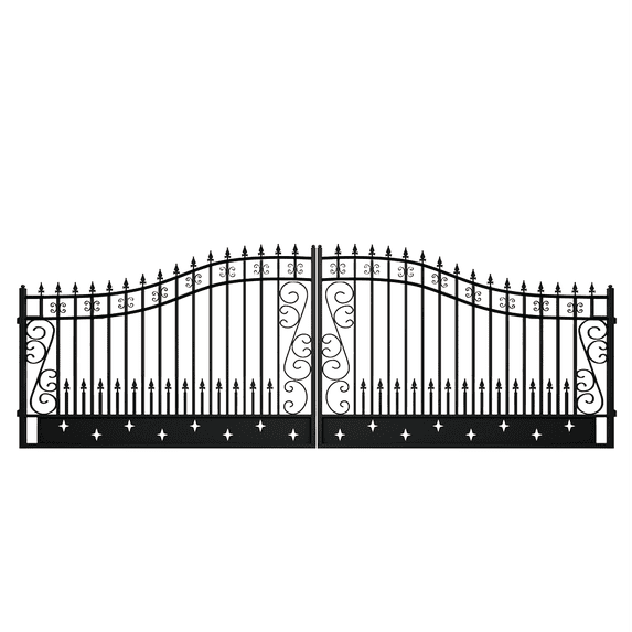 Chery Industrial 20X8Ft Steel Metal Outdoor Dual Swing Driveway Gate ...