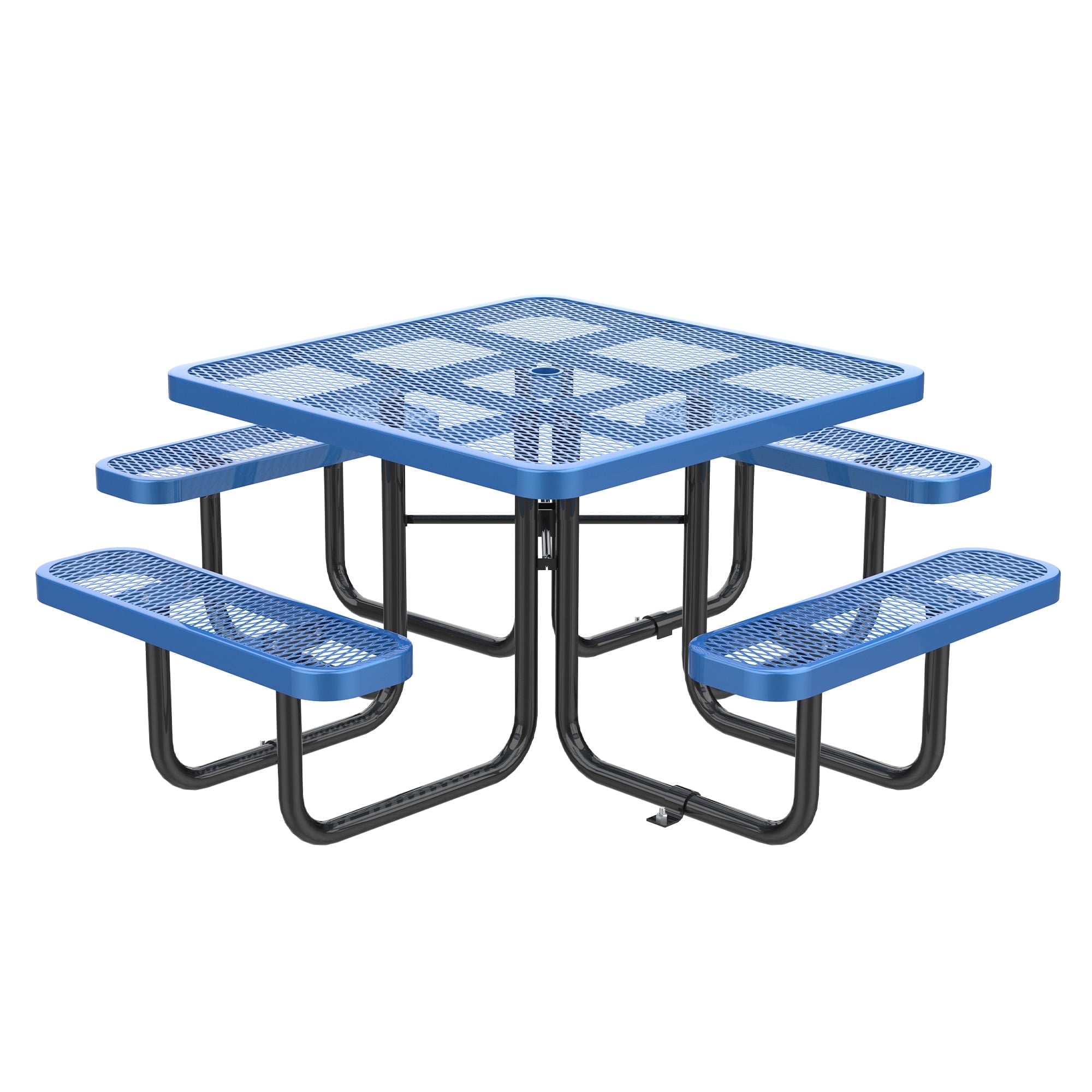 Chery Industrial 46" Expanded Metal Square Picnic Table with 4 Benches ...