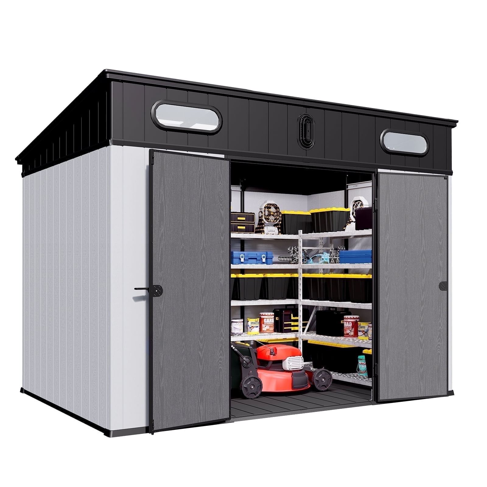 Chery Industrial 7 x 10 ft Outdoor Resin Storage Shed, Plastic Garden ...