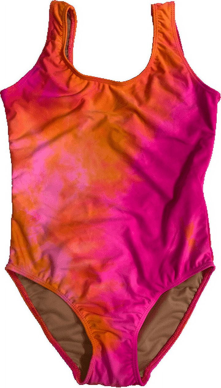 Cheryl Creations Kids One Piece Basic Camp Swimsuit (Pink/Orange Tie ...