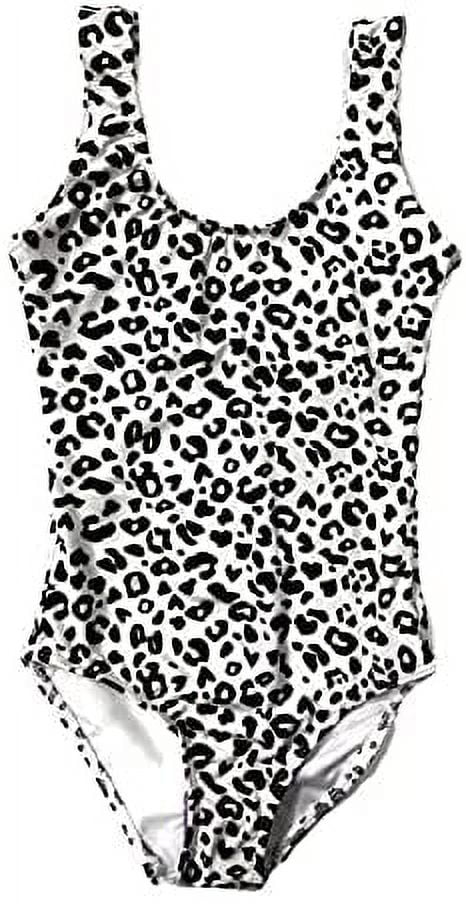 Cheryl Creations Kids One Piece Basic Camp Swimsuit (White Cheetah, 14 ...