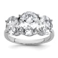 Cheryl M Sterling Silver Rhodium-plated Polished Oval CZ 3-Stone Ring ...