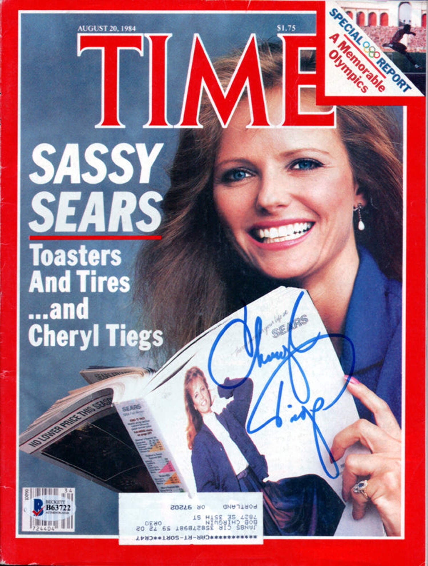 Cheryl Tiegs Autographed Time Magazine Beckett BAS #B63722 - Walmart.com
