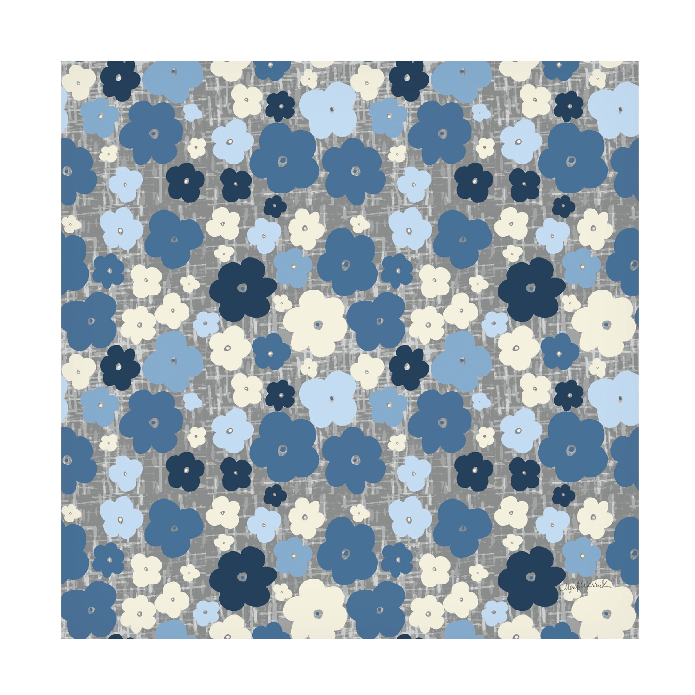Cheryl Warrick 'Main Street Garden Toss Blue and White' Canvas Art ...