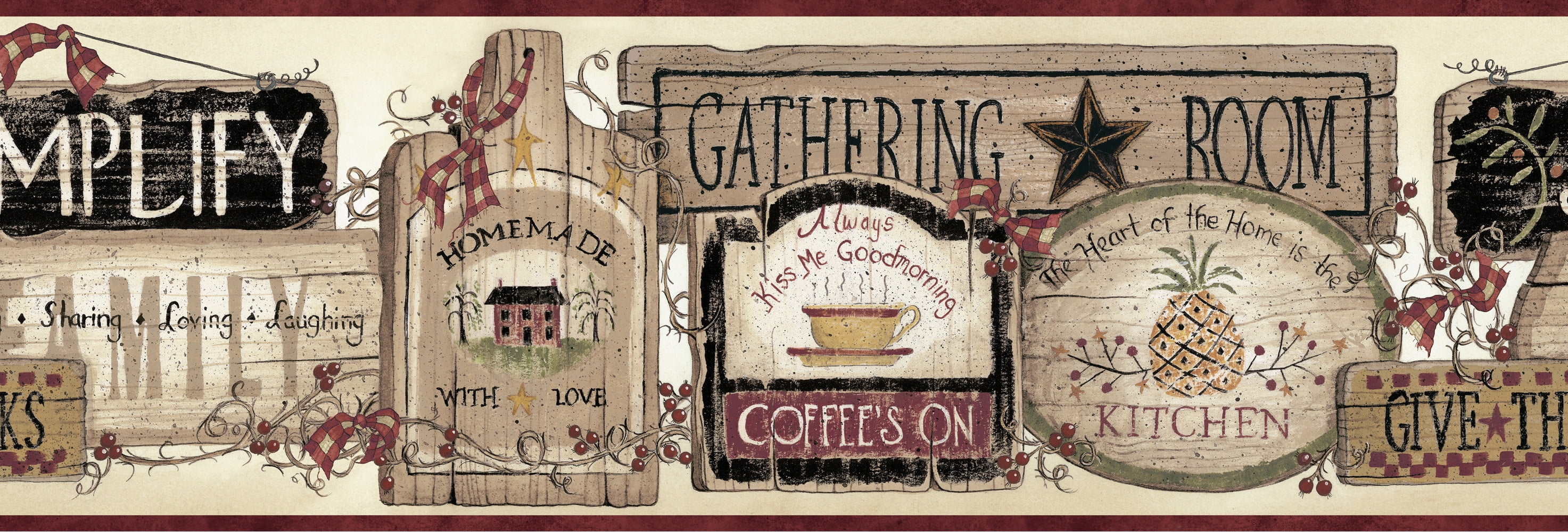 Chesapeake Alfred Red Gathering Room Signs Border - Walmart.com