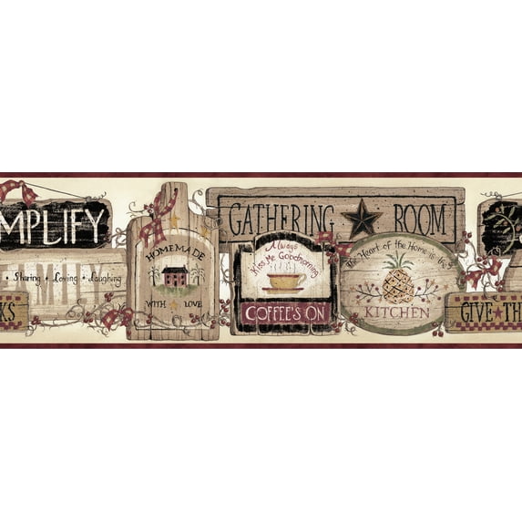 Chesapeake Alfred Red Gathering Room Signs Border - Walmart.com