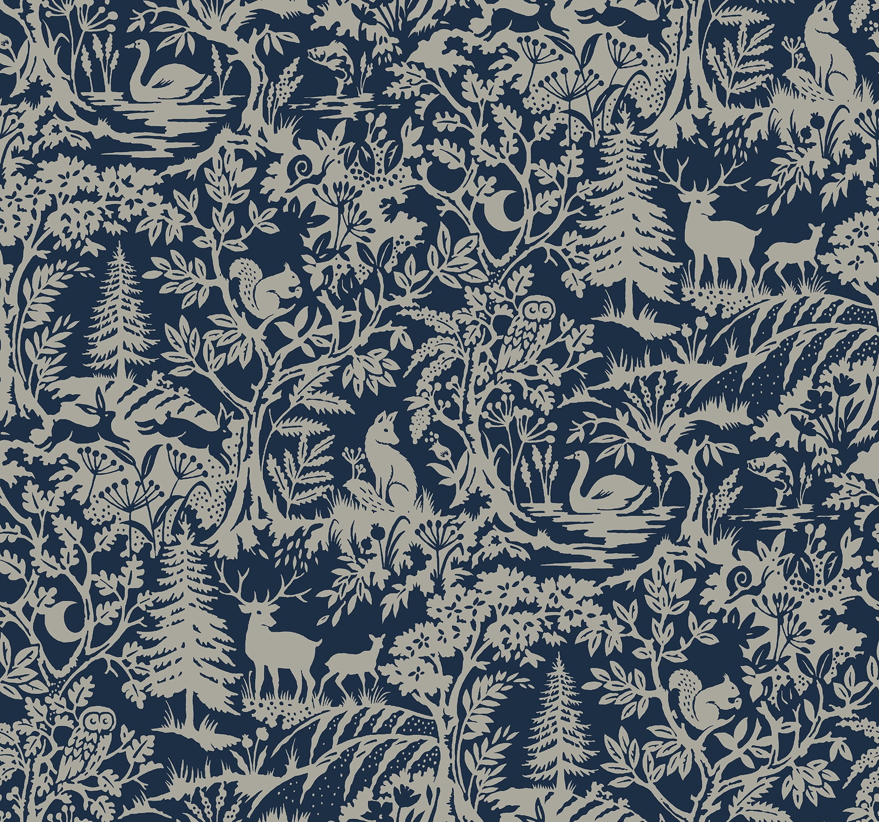 Chesapeake Alrick Navy Forest Venture Wallpaper, 27-in by 27-ft ...