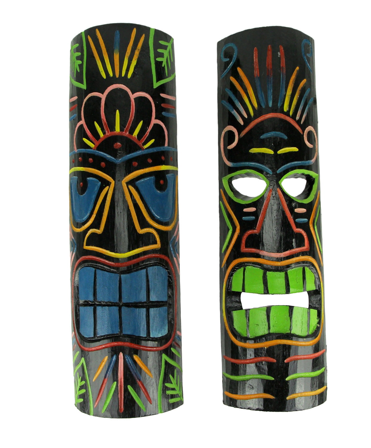 Chesapeake Bay 20 inch Brightly Colored Wood Tiki Totem Wall Masks (Set ...
