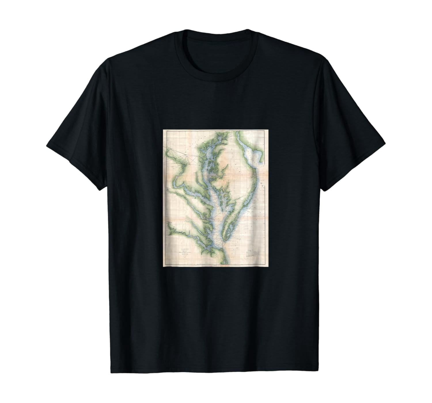 Chesapeake Bay Coastal Nature Map Style T-Shirt - Walmart.com