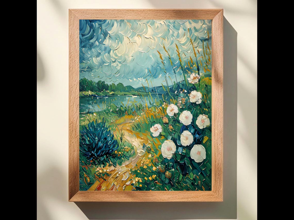 Chesapeake Bay Marsh Print, Coastal Landscape Wall Art, Van Gogh Style ...