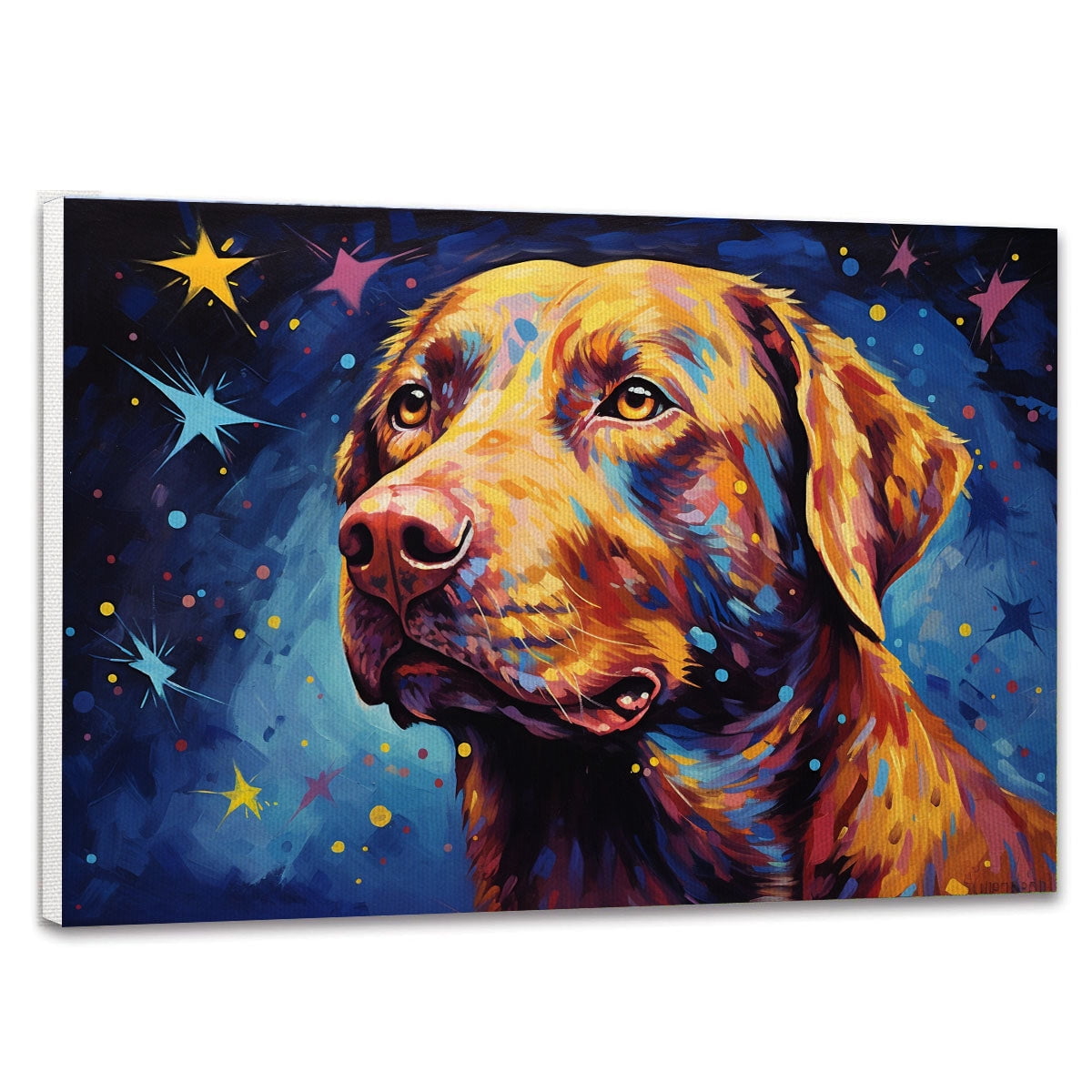 Chesapeake Bay Retriever Canvas Van Gogh Starry Night Framed Gifts For ...