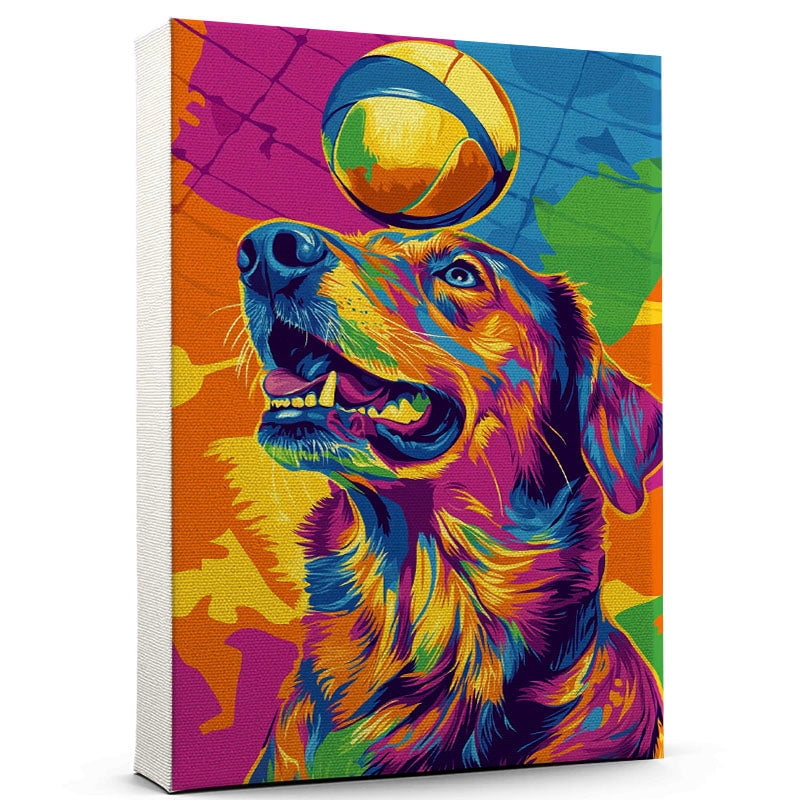 Chesapeake Bay Retriever Dog Volleyball Art Stretched Canvas Size 8x12 ...
