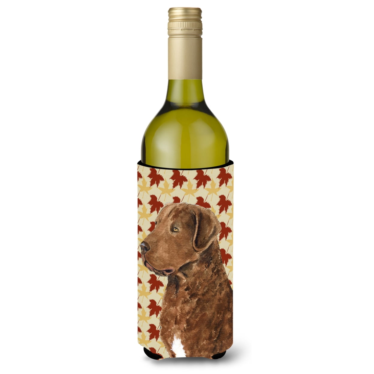 Chesapeake Bay Retriever Fall Leaves Portrait Wine Bottle Hugger ...