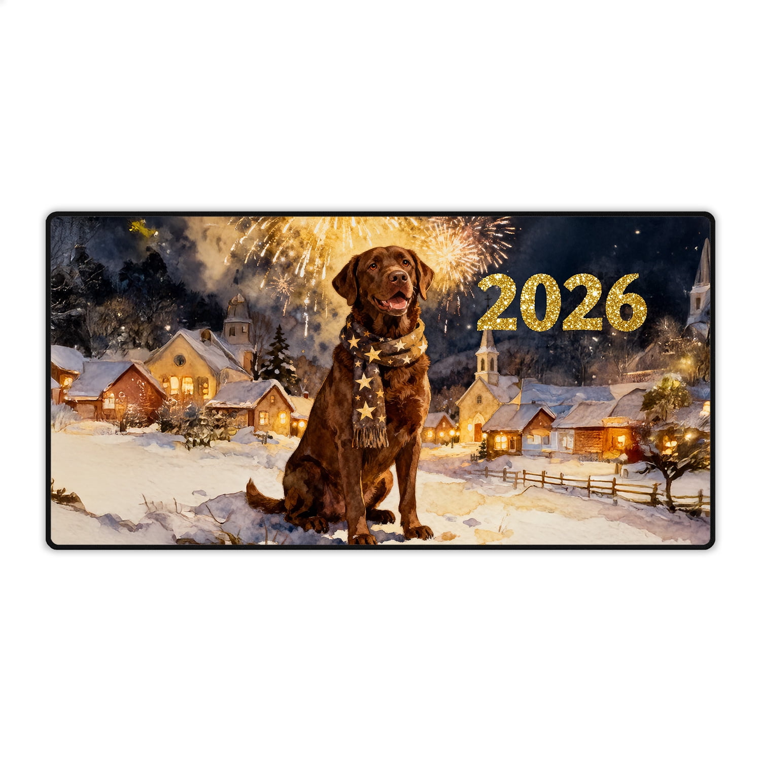 Chesapeake Bay Retriever Happy New Year 2026 with Fireworks on New Year ...