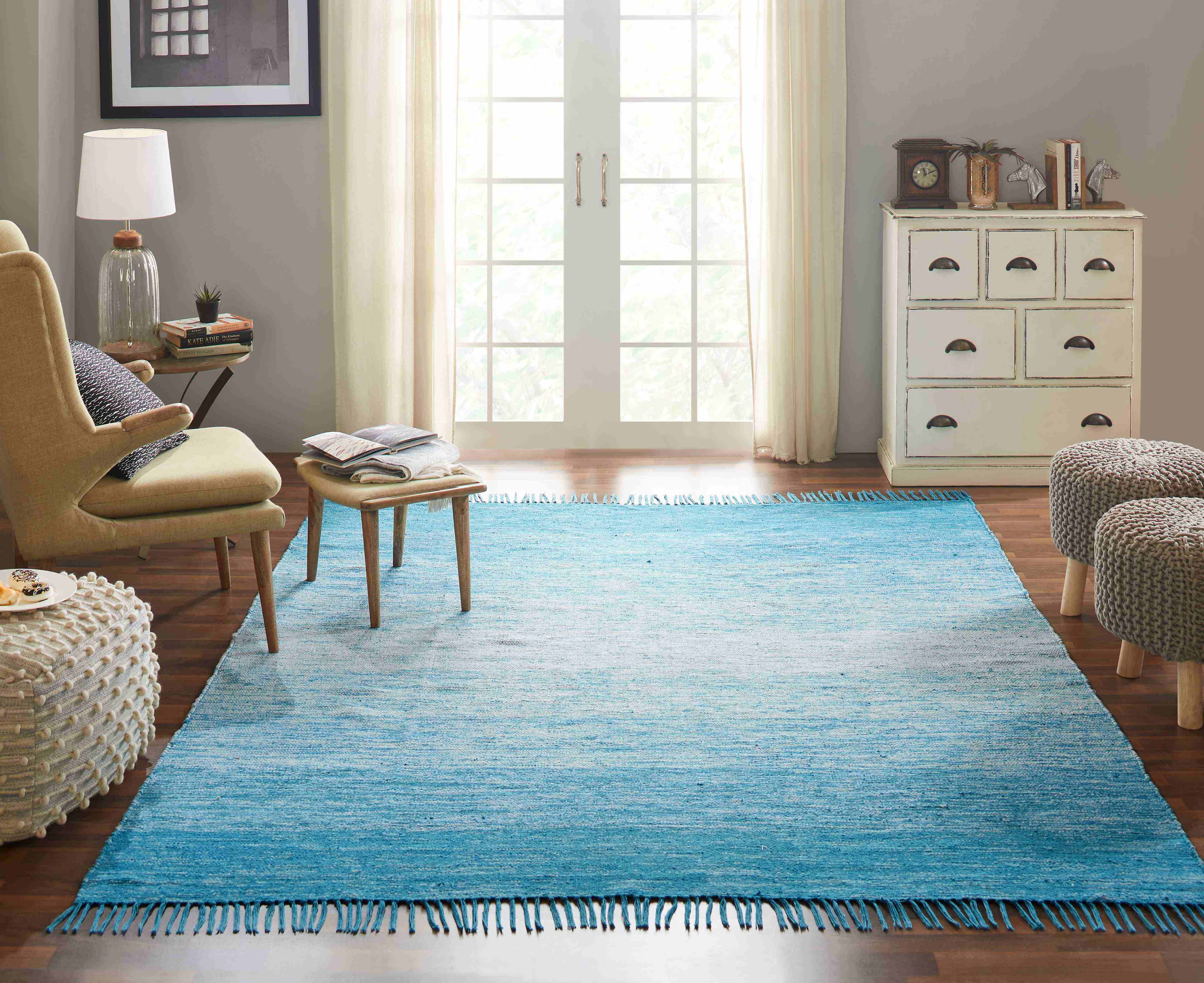 Chesapeake Cotton Ombre Teal Area Rug (7'3" x 9'3") - Walmart.com