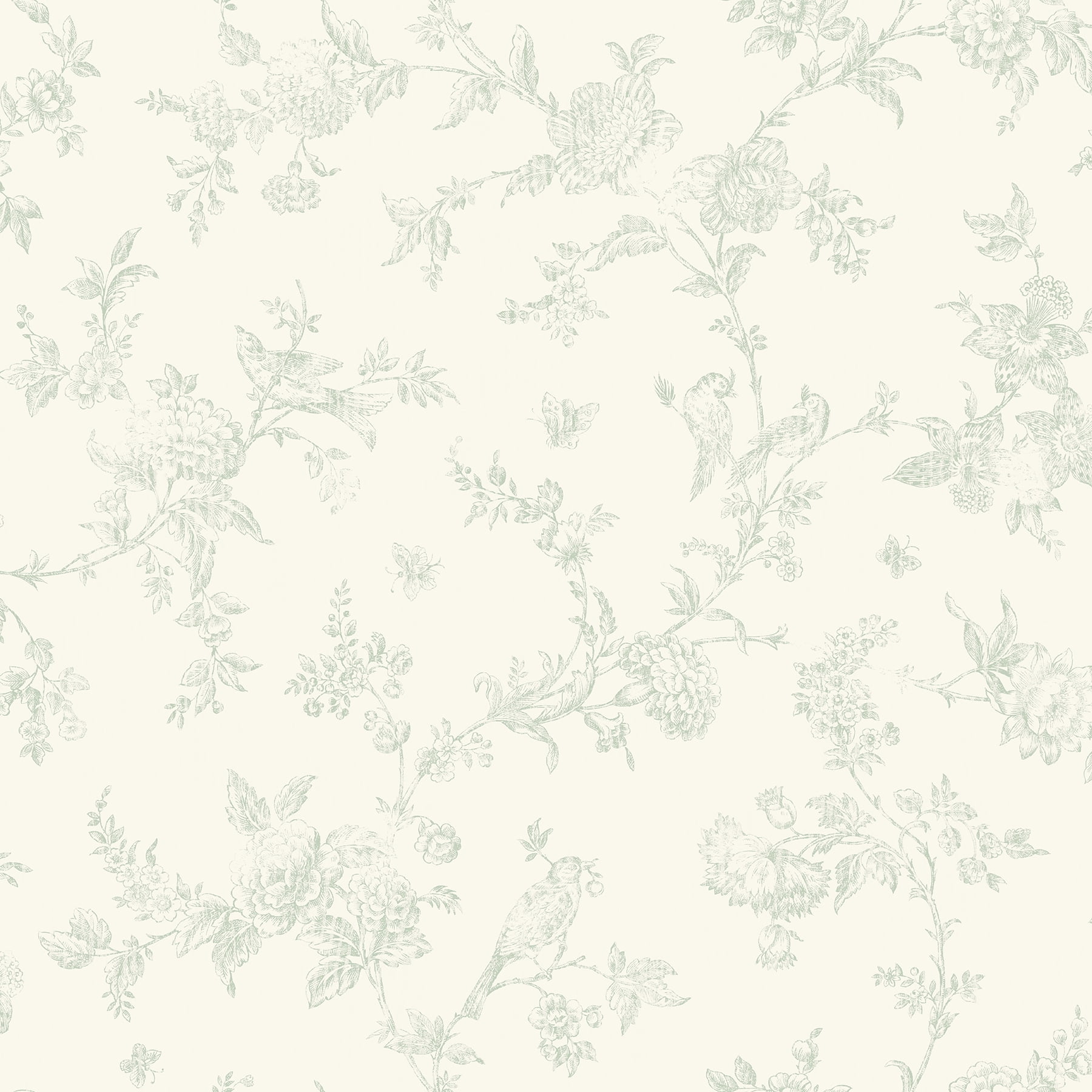 Chesapeake French Nightingale Sage Floral Scroll Wallpaper - Walmart.com