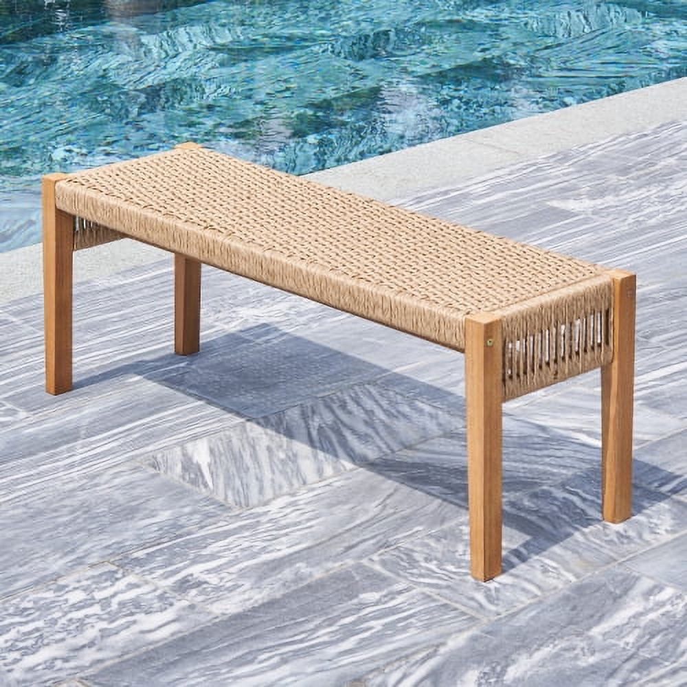 Chesapeake Honey 2Seater Patio Acacia Wood Mixed Strapped Rattan Garden ...
