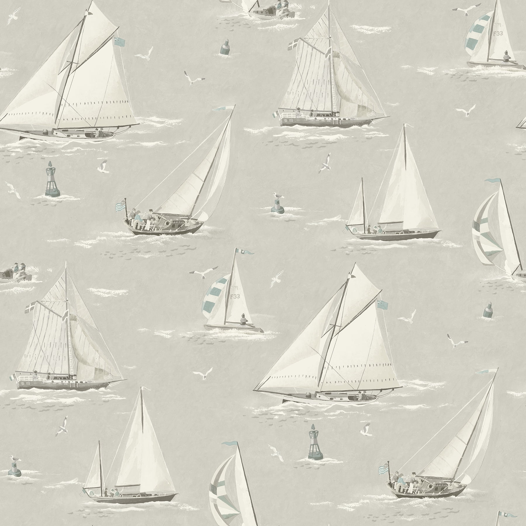 Chesapeake Leeward Light Grey Sailboat Wallpaper - Walmart.com