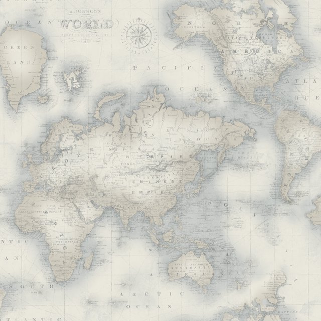Chesapeake Mercator Blue World Map Wallpaper - Walmart.com