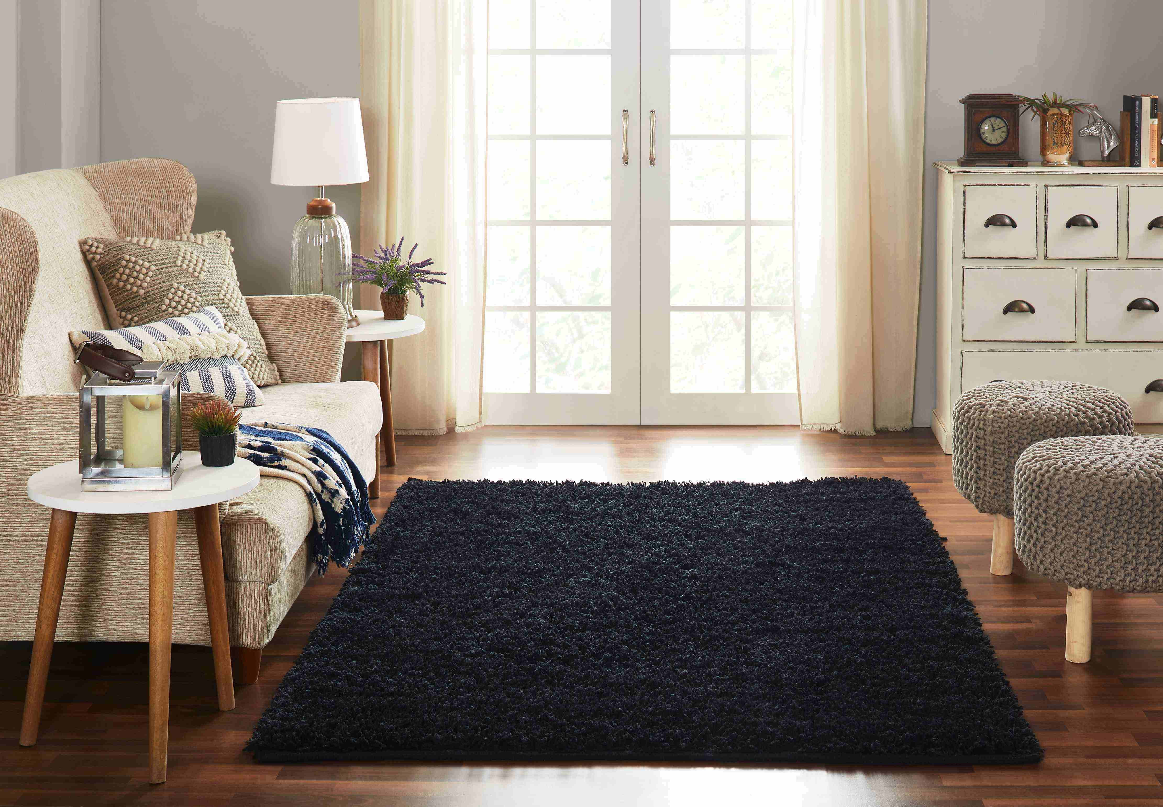 Chesapeake Microfiber Black Shag Area Rug (5'x7') - Walmart.com
