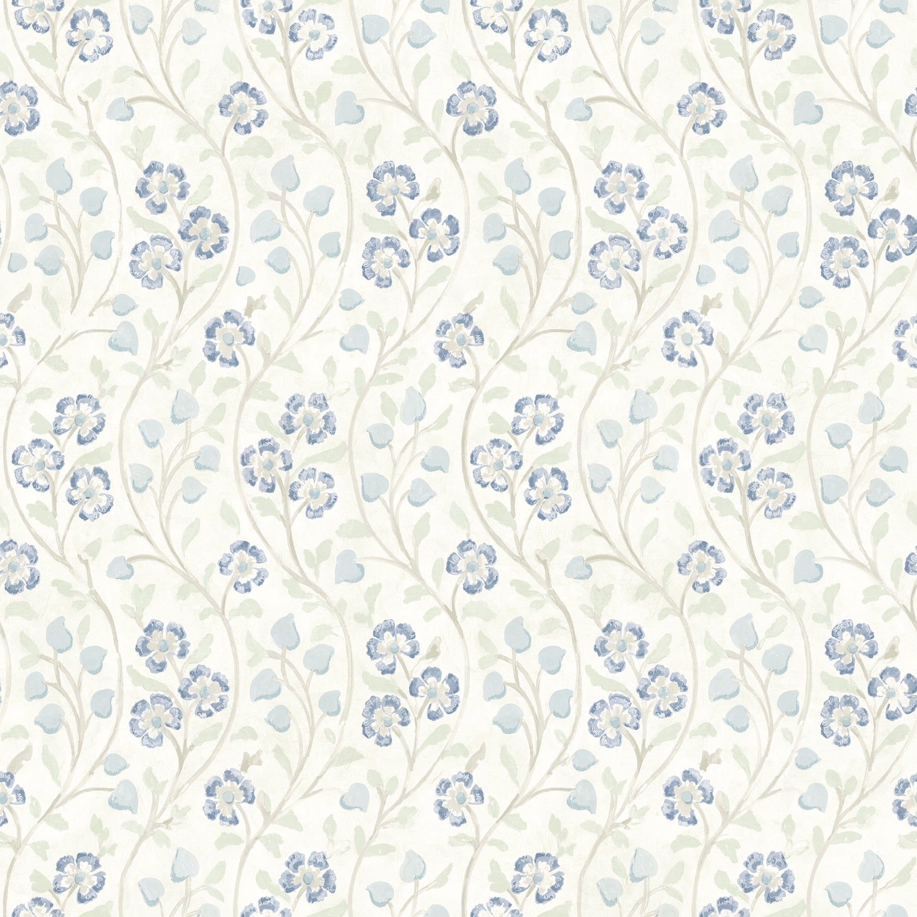 Chesapeake Patsy Blue Floral Prepasted Non Woven Blend Wallpaper, 20.5 ...