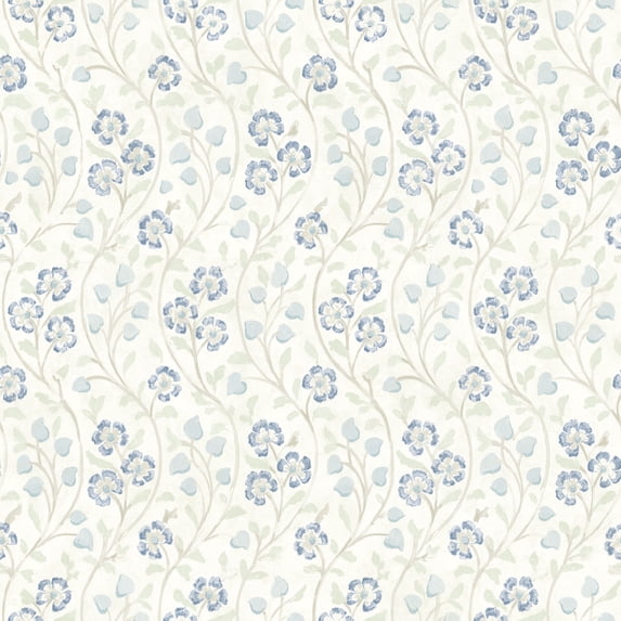 Chesapeake Patsy Blue Floral Prepasted Non Woven Blend Wallpaper, 20.5 ...