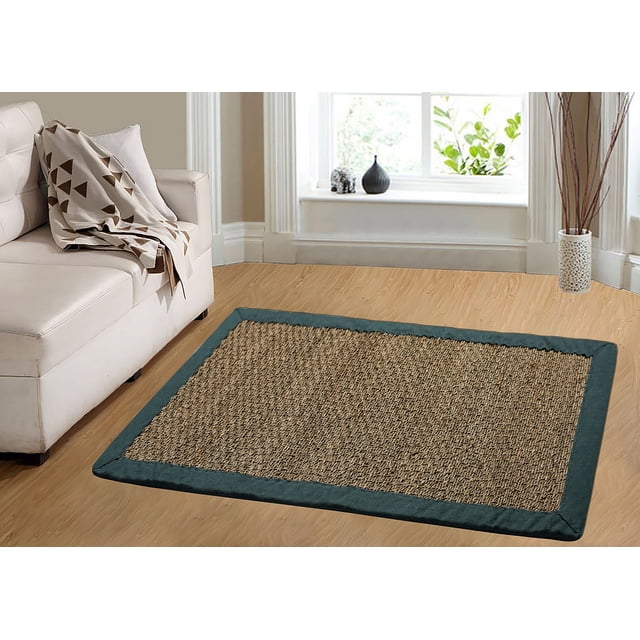 Chesapeake Seagrass Area Rug with Teal border (40" X 60") - Walmart.com
