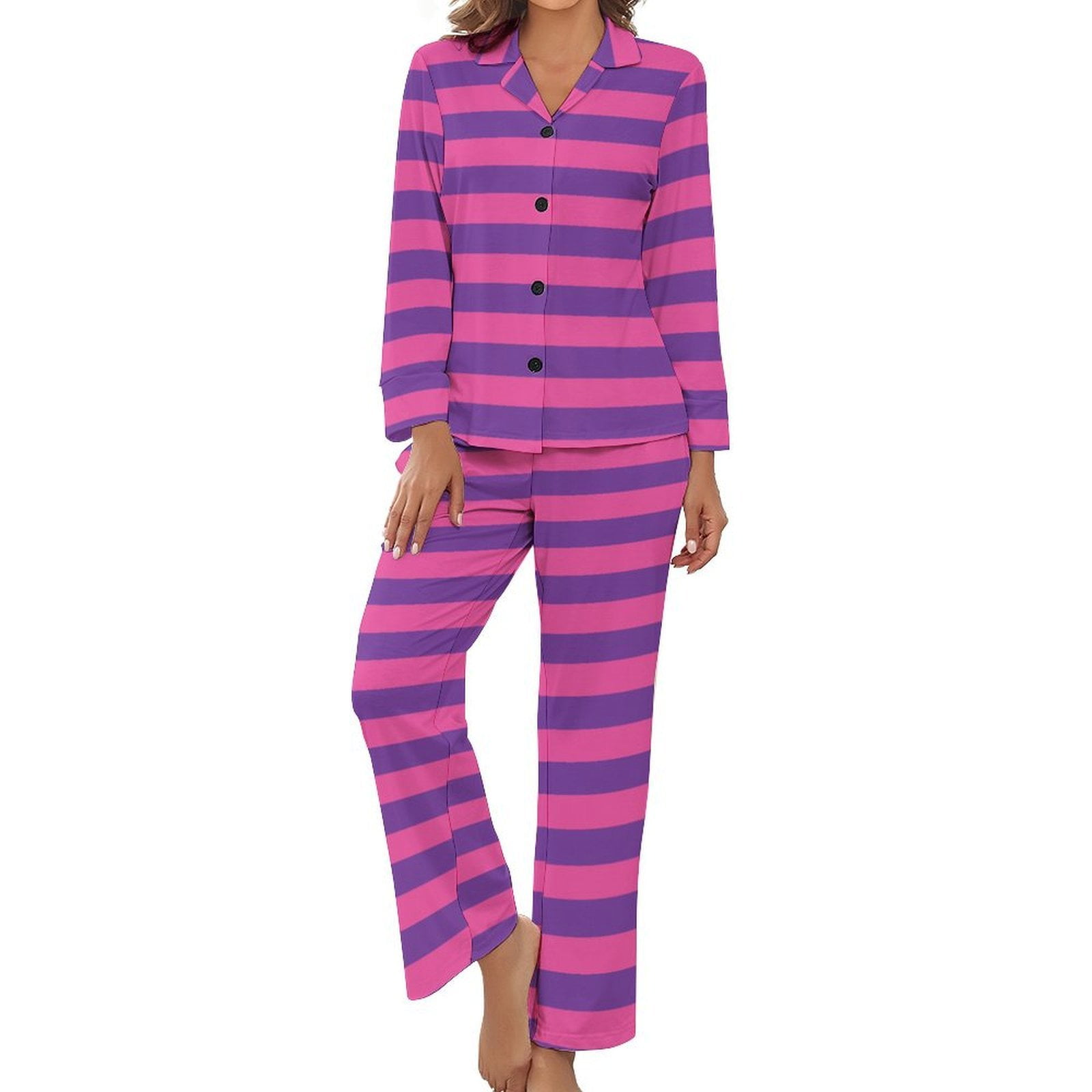 Cheshire Cat Cats Pattern Printed Pajama Set for Couples, Women Men ...