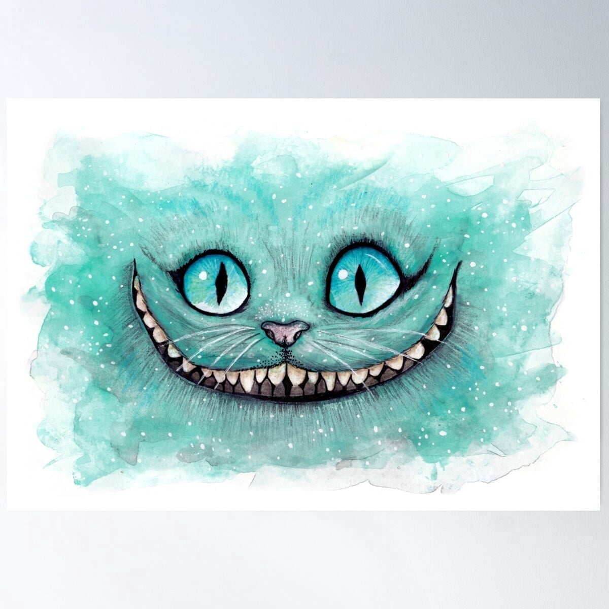 Cheshire Cat Drawing Drawn Poster Wall Art Home Decor Vintage Gift ...