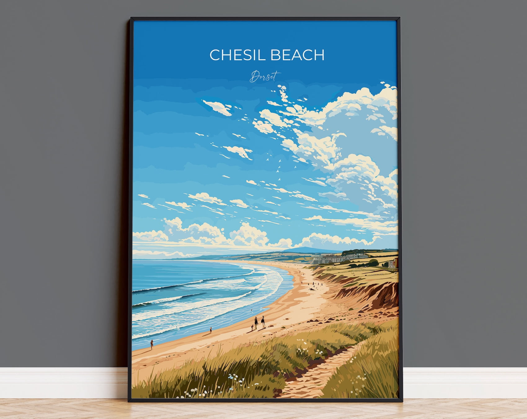 Chesil Beach Travel Print Travel Poster Of Chesil Beach England Dorset ...
