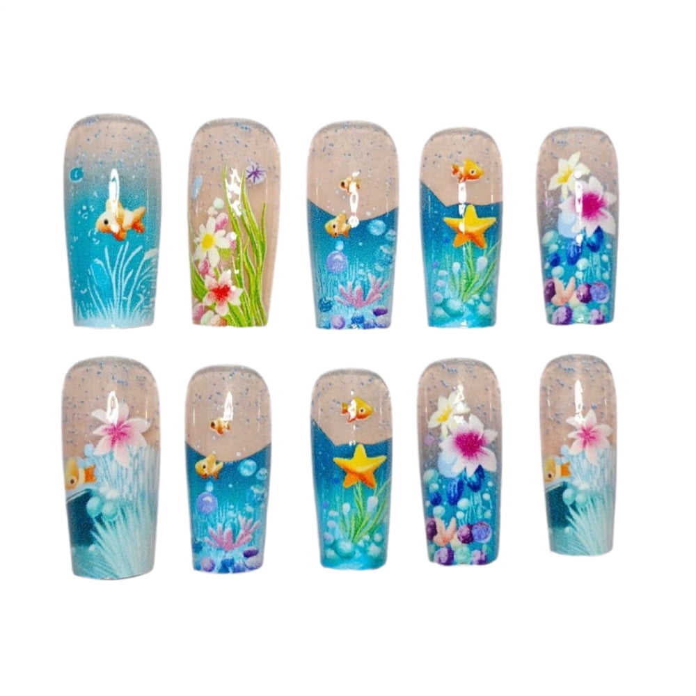 Chesmono Fake Nails Fit Perfectly Natural Reusable Nails 10 Pieces ...