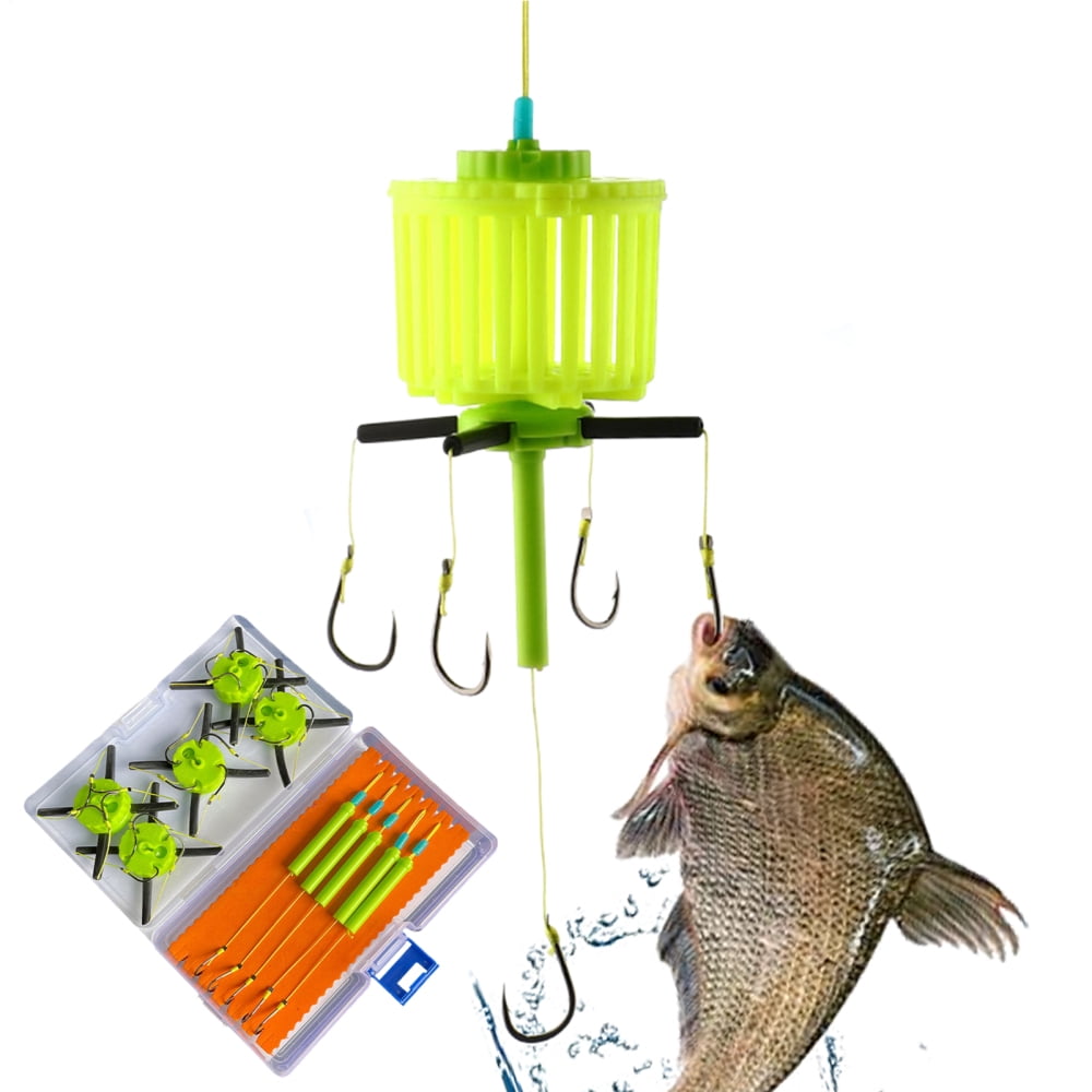 Chesmono Fishing Feeder Bait Cage and Hooks Fishing Cage Feeder Basket ...
