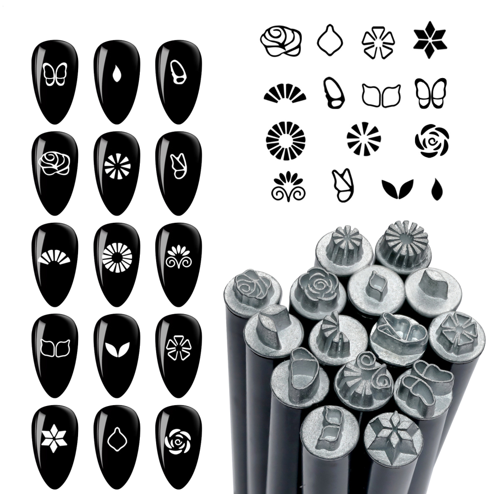 Chesmono Gel Nail Stamp 15 Pieces Nail Stamper Tools Design Tools with ...