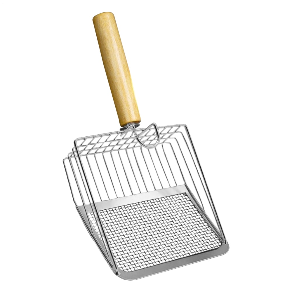 Chesmono Stainless Steel Litter Scoop Cat Poop Scooper with Wooden ...