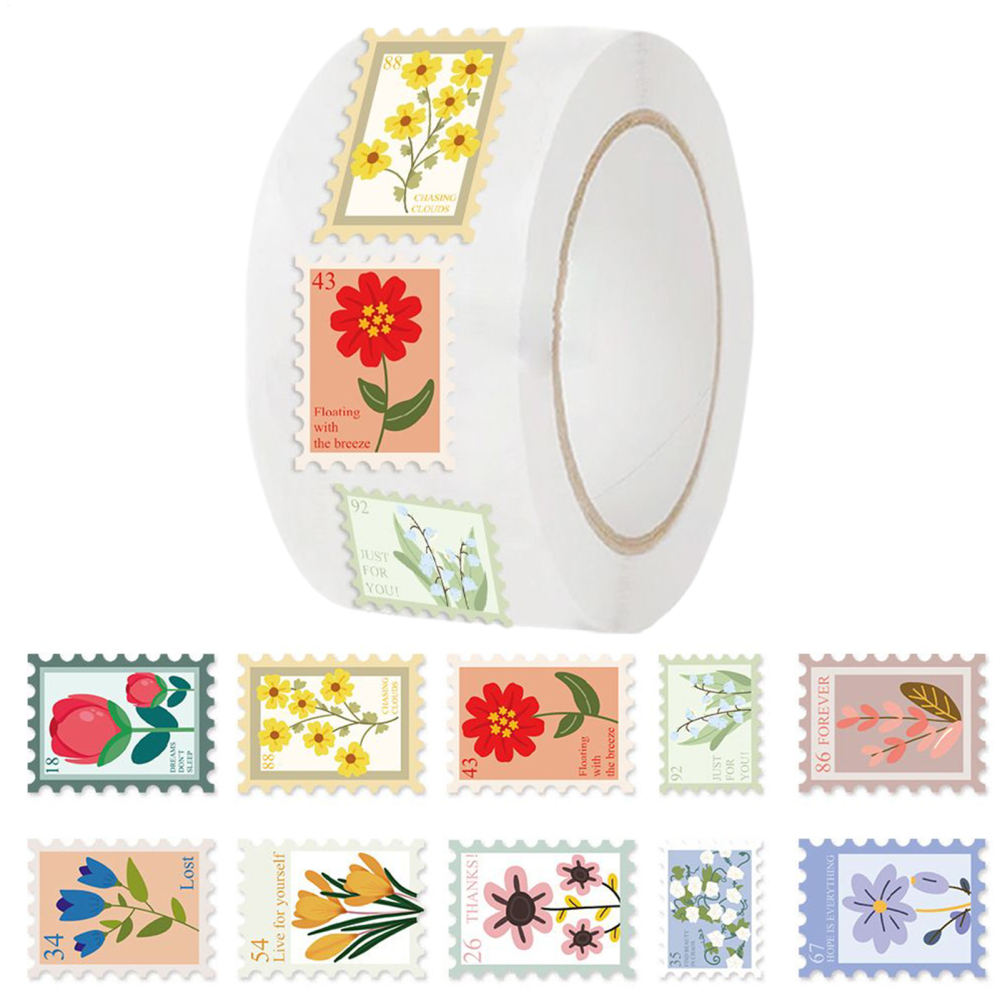 Chesmono Stamp Stickers Flower Stamp Stickers Roll for Envelope Seals ...
