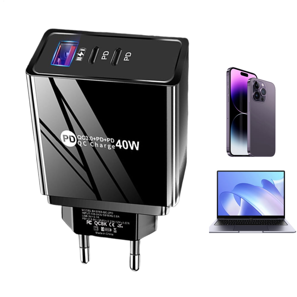 Chesmono USB Wall Charger Block 40W Type C Fast Charging Block Adapter ...