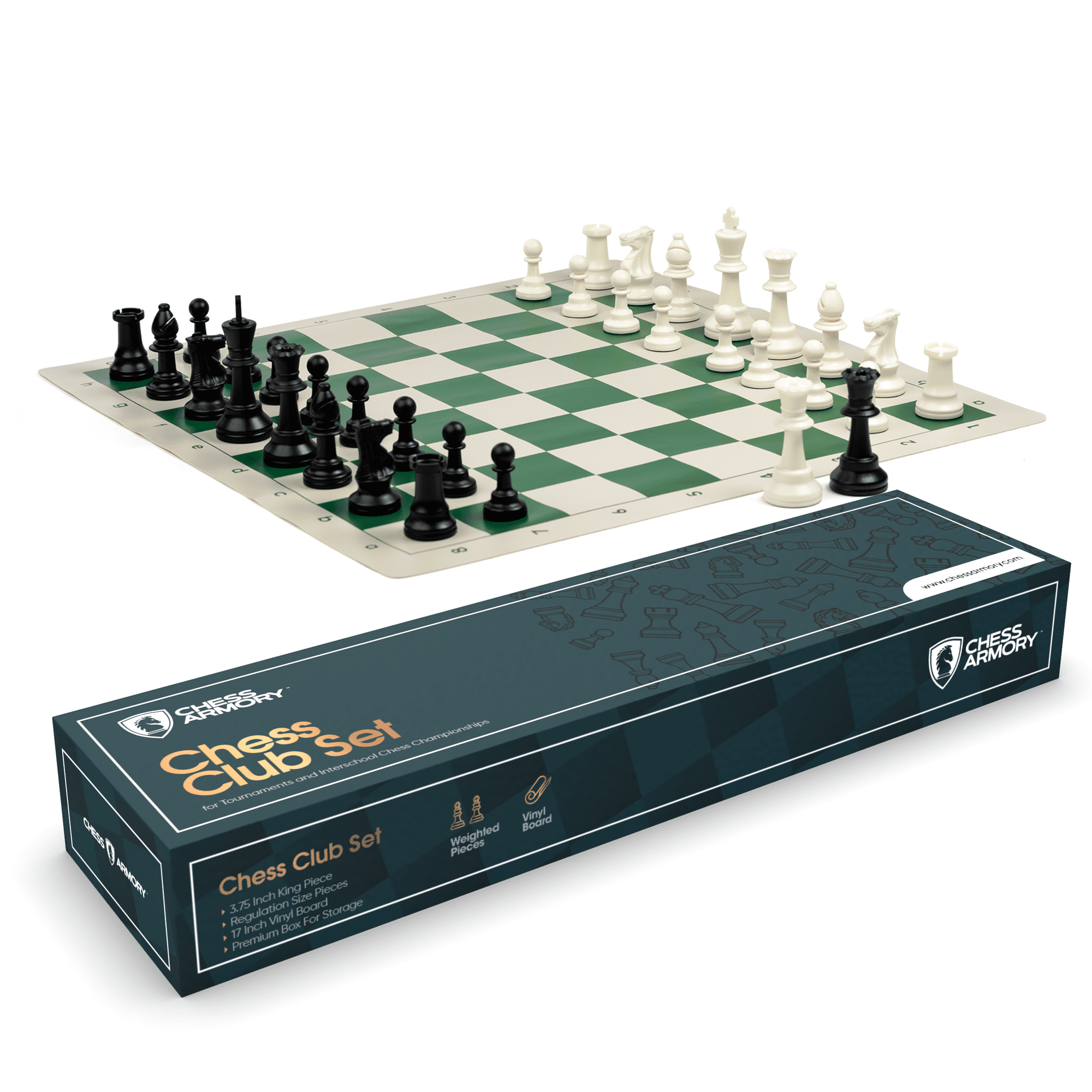 Chess Armory 17" Portable Travel Chess Set - Vinyl Roll Up Board with ...