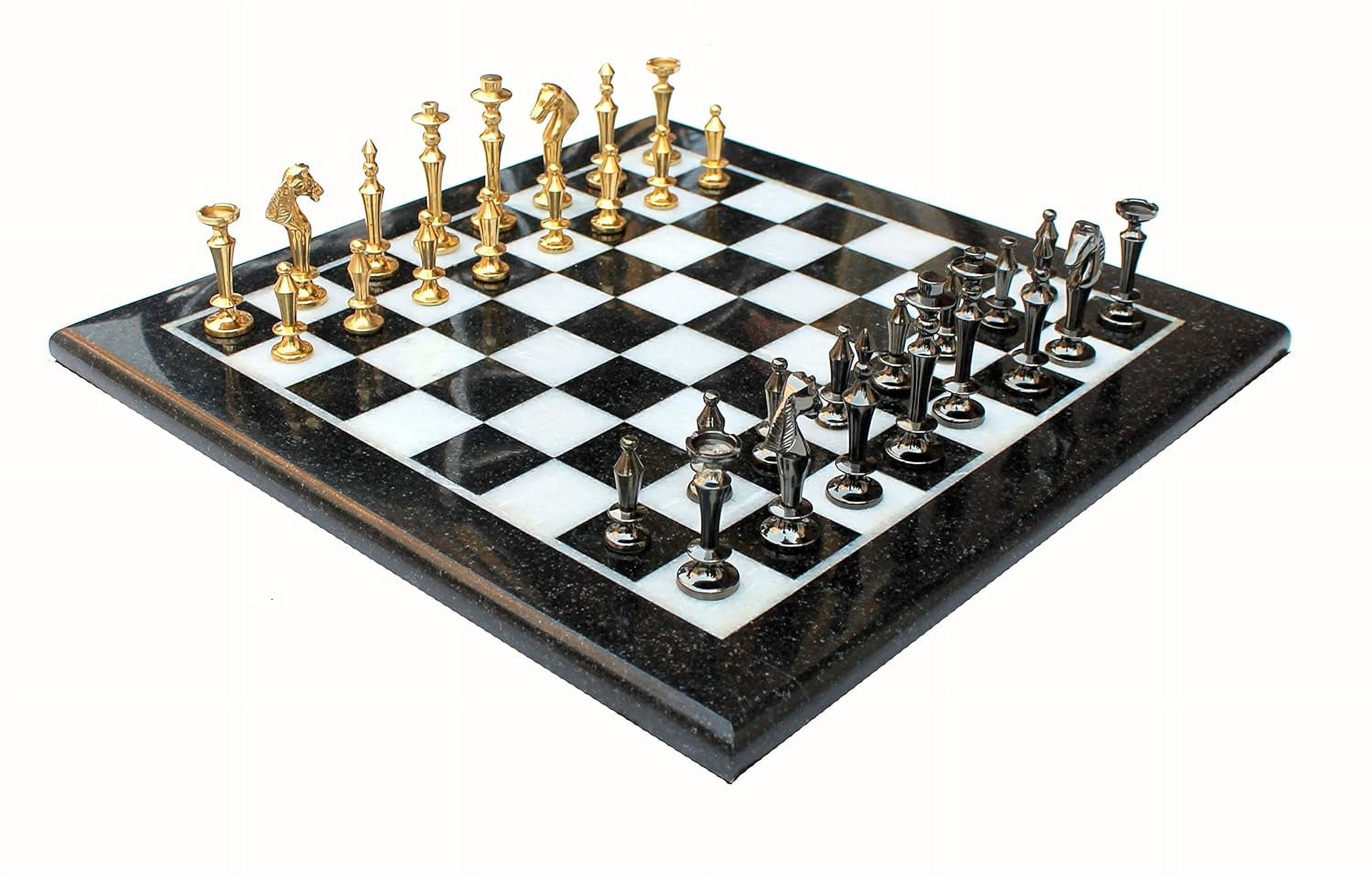 Chess Board 15" X 15" Collectible Black Marble Chess Game Board Set ...