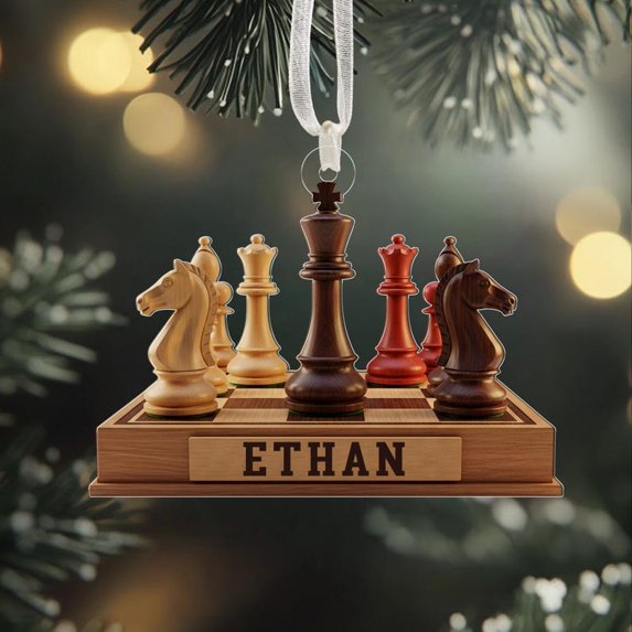 Chess Board Christmas Ornament – Custom Name Chess Player Gift ...