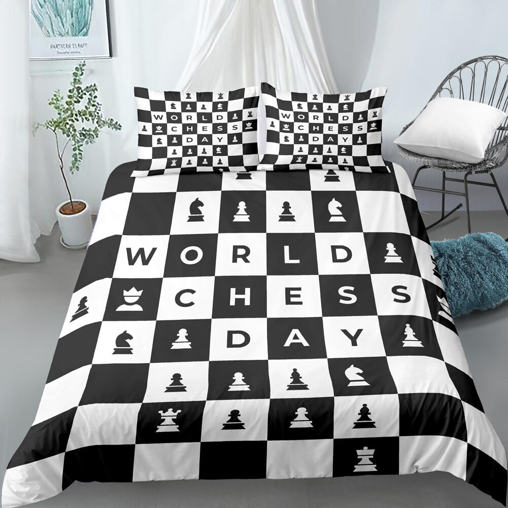 Chess Board Duvet Cover Luxury Child Bedding Set Euro King Size Quilt Cover Boys Girl Comforter ...