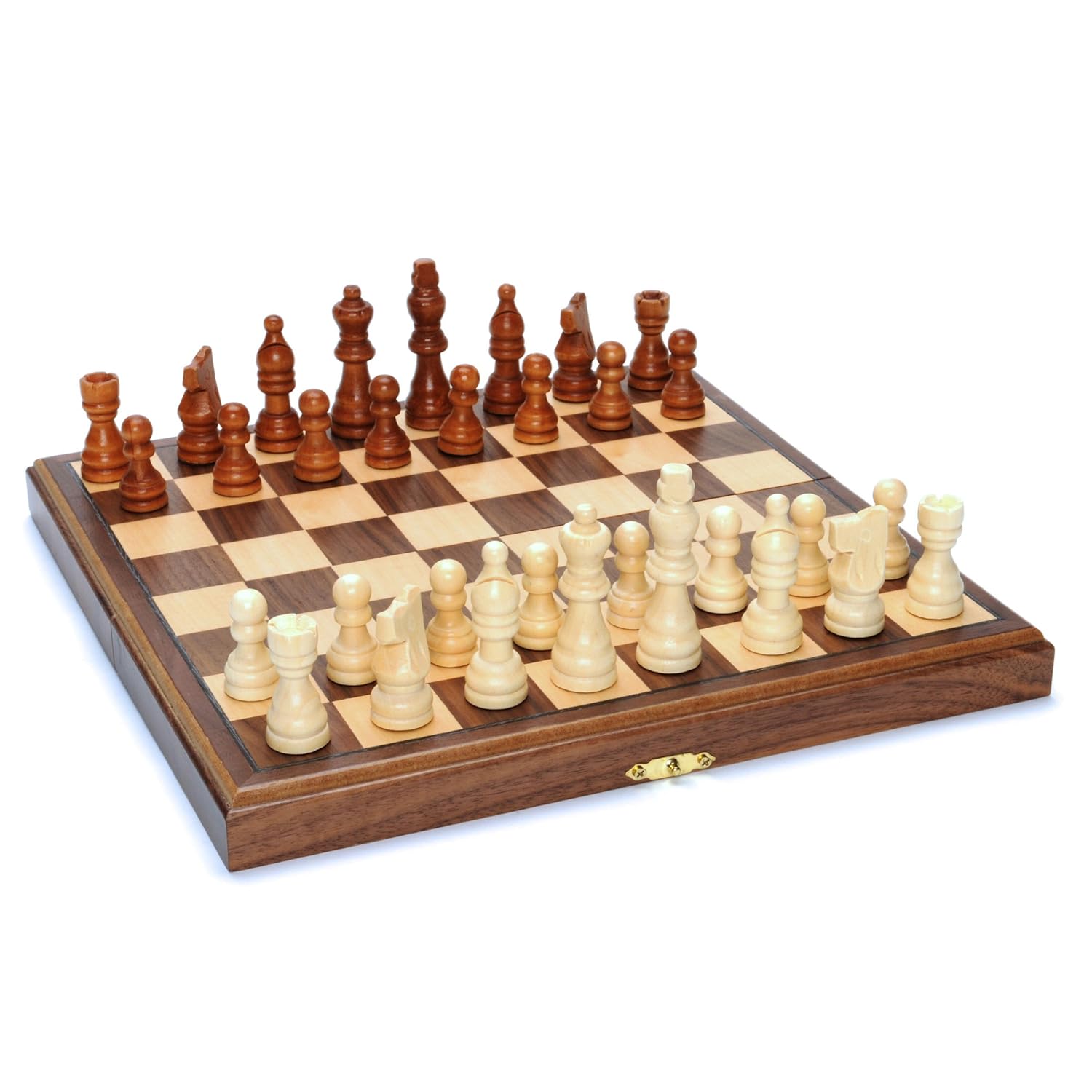 Chess Board Foldable Walnut Wood Travel Chess Set - 11.5 Inch Board - 2 ...