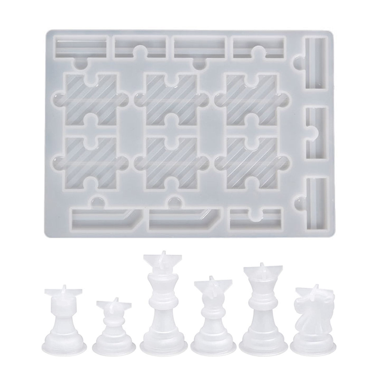 Chess Board Silicone Resin Mold Set with Chess Pieces Checkers Molds ...